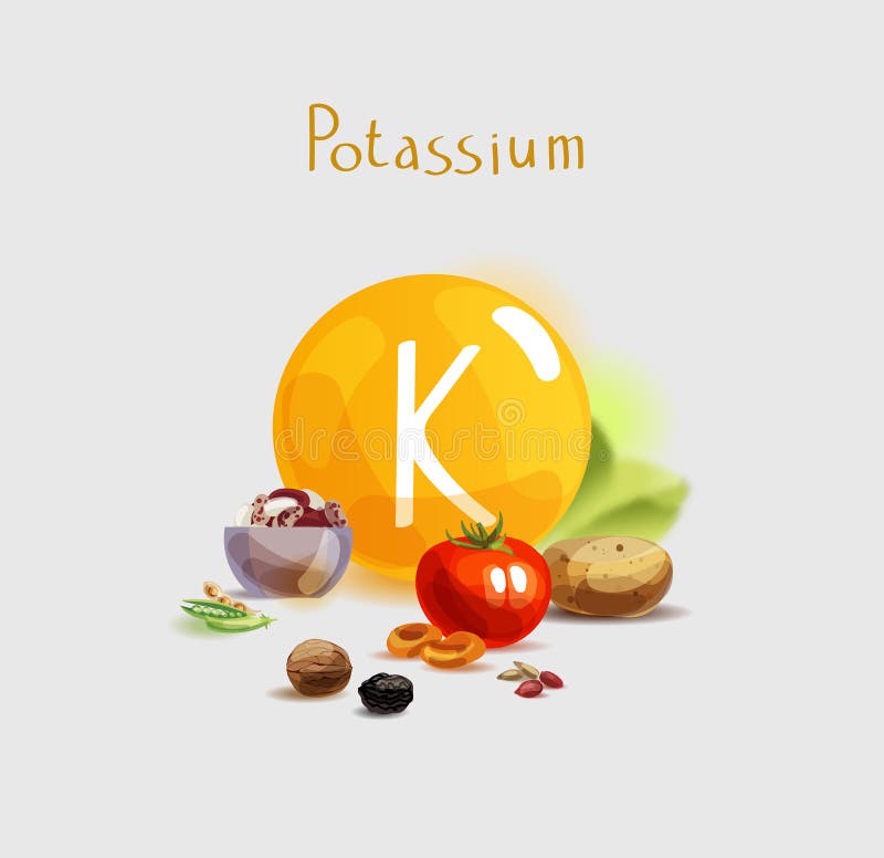 Potasio en comida ilustración del vector. Ilustración de dieta - 138084142