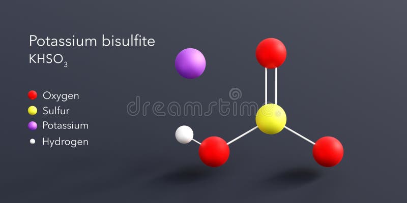 Potassium Bisulfite Molecule 3d Rendering, Flat Molecular Structure ...