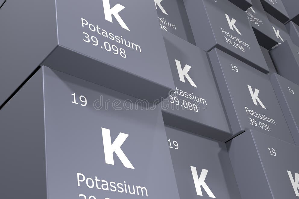 Potassium, 3D Rendering Background of Cubes of Symbols of the Elements ...
