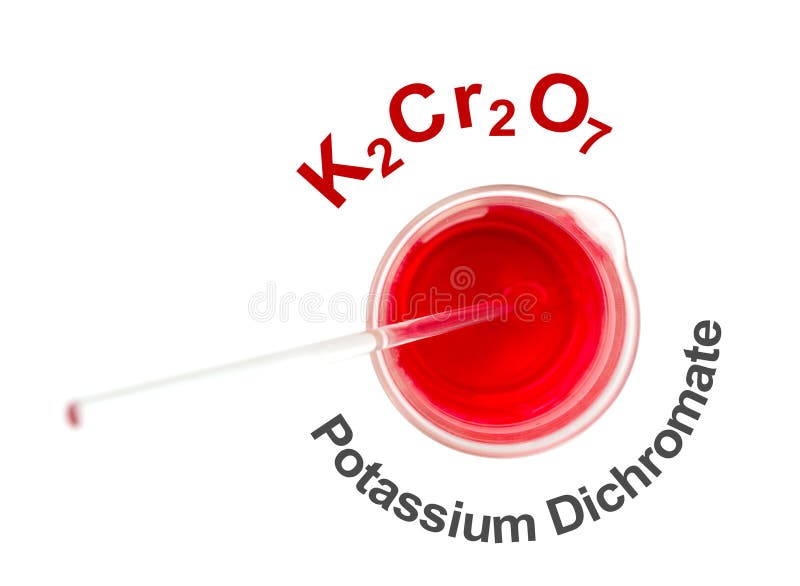 Potassium Dichromate Liquid and Stirring Rod in Beaker with Molecular ...