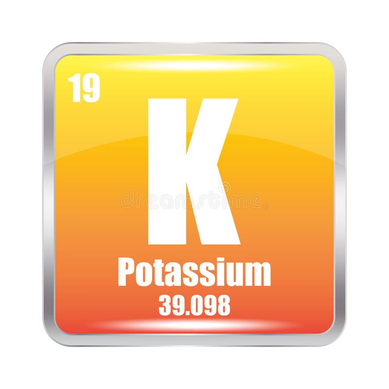 Potassium Element Icon. Atomic Number 19. Potassium 39.098 Mass. Vector ...