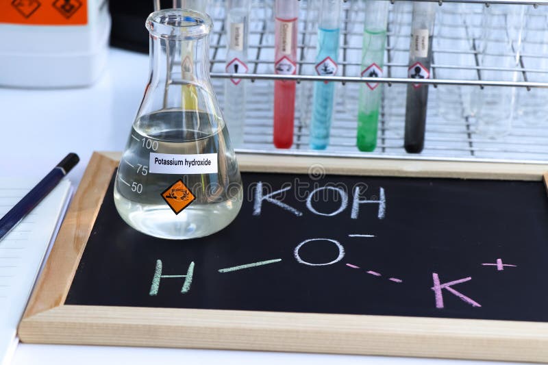 Potassium Hydroxide and Symbol Structural Formula Chemical Stock Image ...