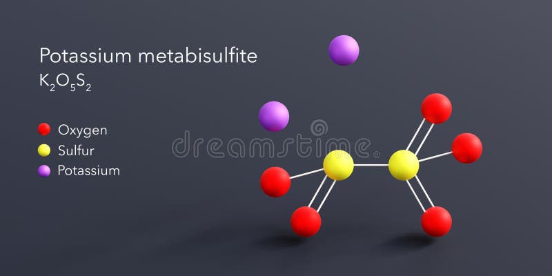 Potassium Metabisulfite Molecule, Antioxidant E224, Molecular Structure ...