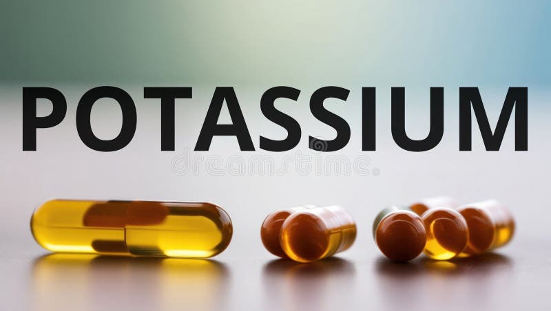 Potassium Nutrient Capsules on a Light Background, Symbolizing Health ...