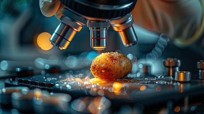 A Potato is Being Examined Under a Microscope Stock Image - Image of ...