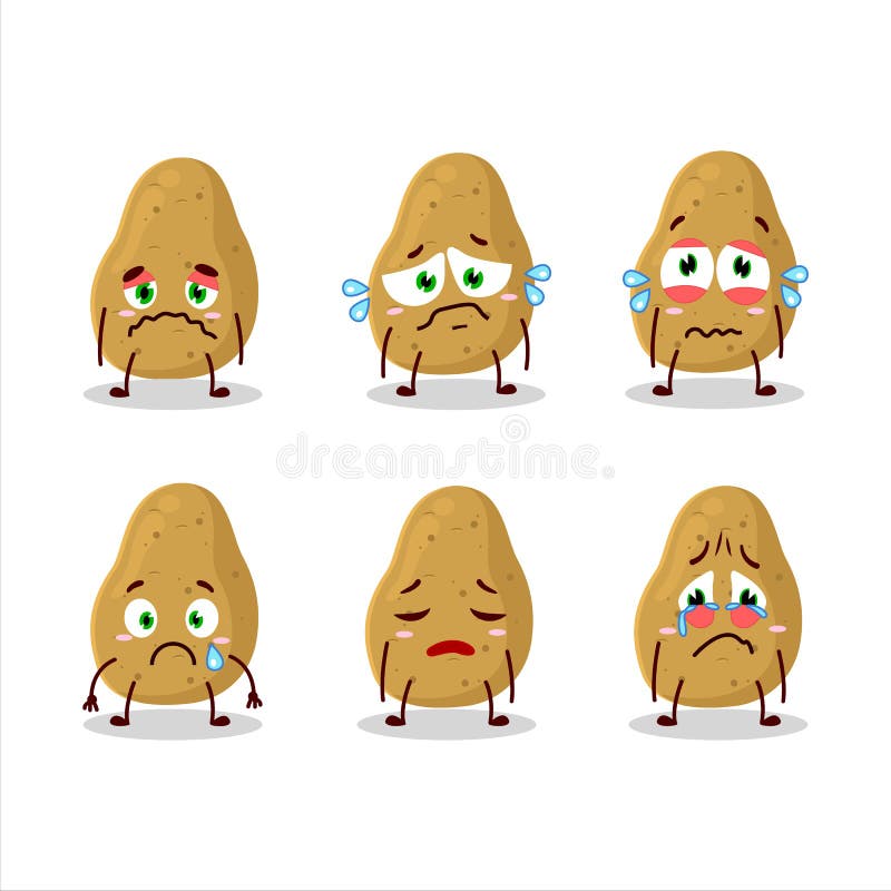 Potato Cartoon in Character with Sad Expression Stock Vector ...
