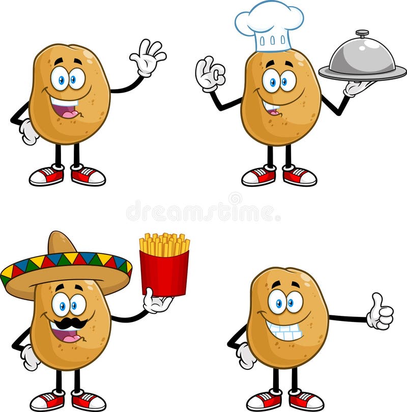 Potato Cartoon Character. Vector Hand Drawn Collection Set Stock Vector ...