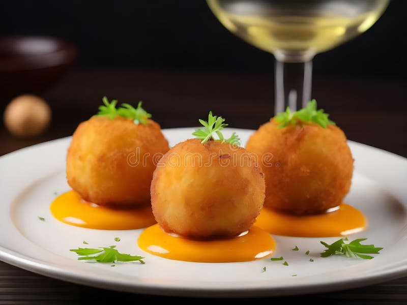 Potato Cheese Balls for a Fine Dining Restaurant Stock Illustration ...