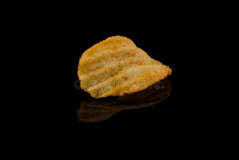 Potato Chip on Black Surface Stock Image - Image of heap, condiment ...