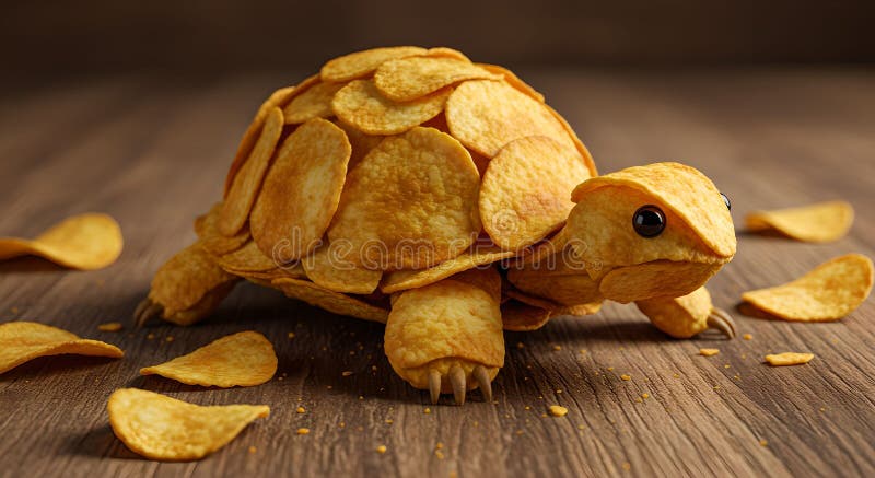 Potato Chip Turtle on Wooden Floor Stock Image - Illustration of still ...