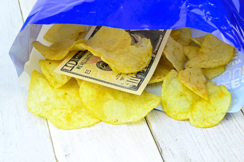 Potato chips in bag stock photo. Image of salted, lunch - 67662898