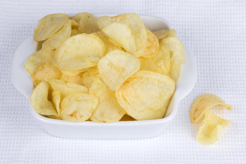 Potato Chips in Ceramic Ware Stock Photo - Image of fried, isolated ...