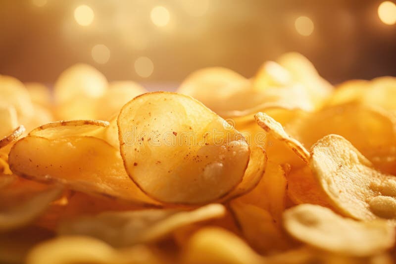 Potato Chips in a Close-up Shot, Macro Shot - Made with Generative AI ...