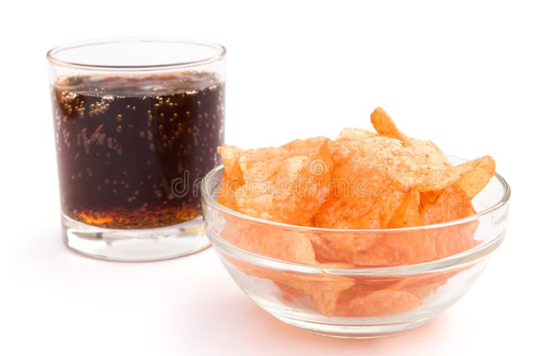 Potato chips and cola stock photo. Image of nourishment - 32960354