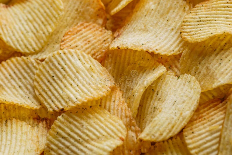 Potato Chips or Crisps .Potato Chips Texture Background Flat Overhead ...