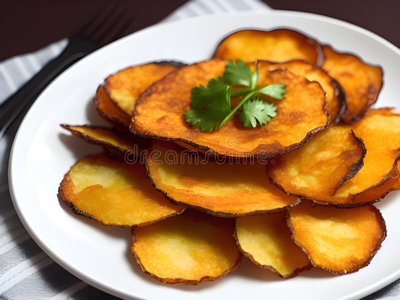 Potato Chips. Delicious Snack. Top View, Ai Generated Stock ...