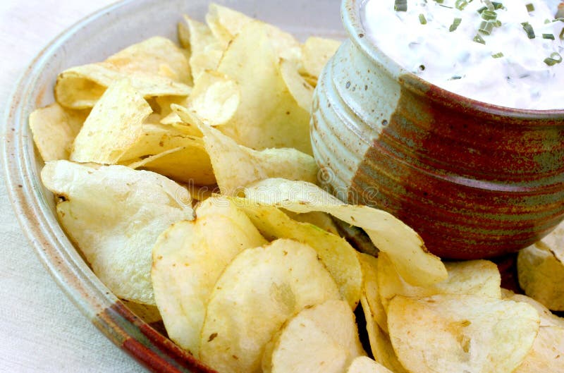 Potato Chips and Dip stock image. Image of chips, macro - 6027151