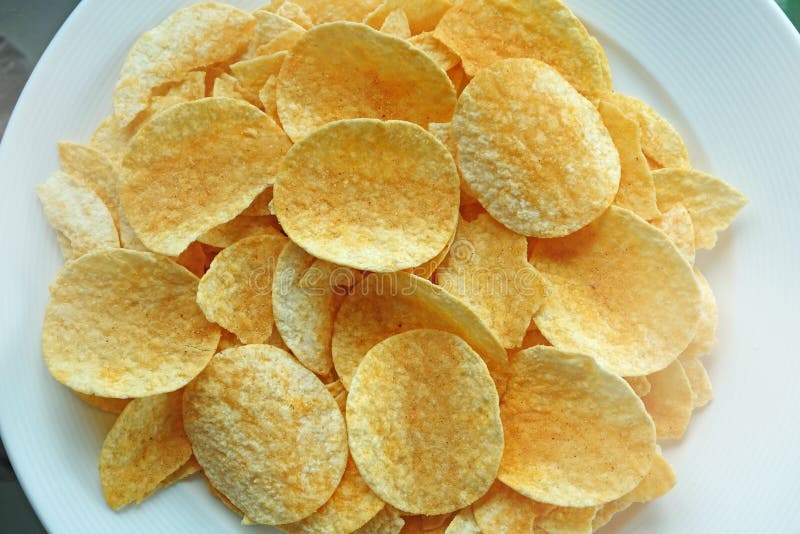 Potato chips in the dish stock photo. Image of chips - 45573826