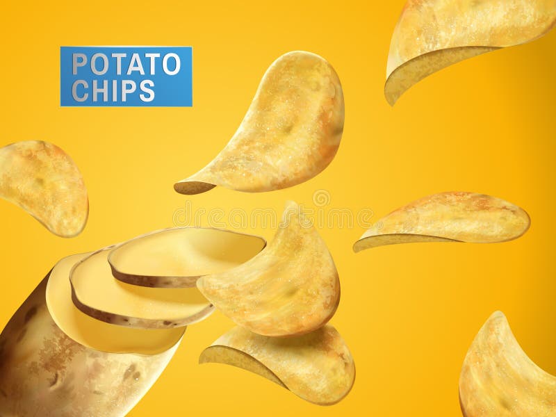Potato chips elements stock vector. Illustration of slice - 92855472