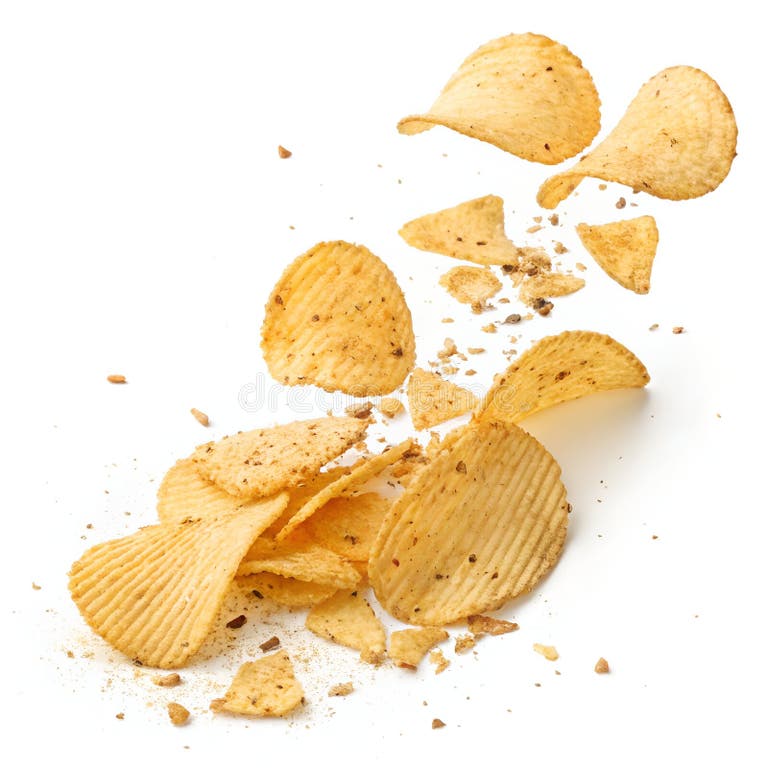 "Potato Chips Explosion Isolated on White Background Stock Illustration ...