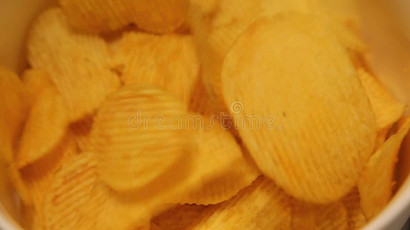 Potato Chips Fall, Top View Stock Footage - Video of ingredient, golden ...