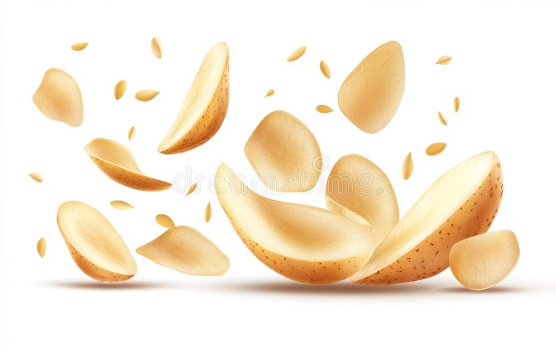 Potato Chips Floating in the Air Generative AI Stock Illustration ...