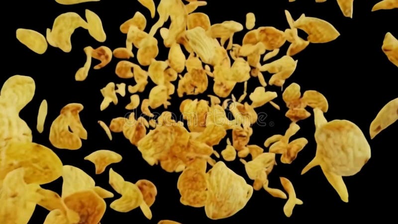 Potato chips flying. stock video. Video of snacking - 346722187