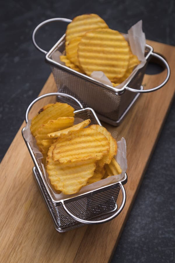 Potato Chips in Frying Basket Stock Image - Image of chip, frying ...