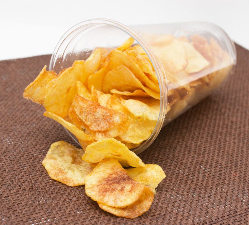 Potato chips in a glass stock image. Image of food, butter - 193484841