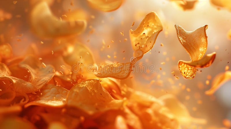 Potato Chips are Hit and Crushed into Small Pieces with Vivid Colors ...