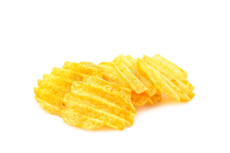 Potato Chips on Bowl Isolated on White Background Stock Photo - Image ...