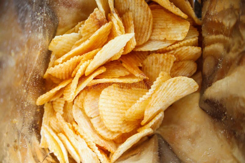 Potato Chips in Open Snack Bag Stock Photo - Image of pack, chip: 125988064