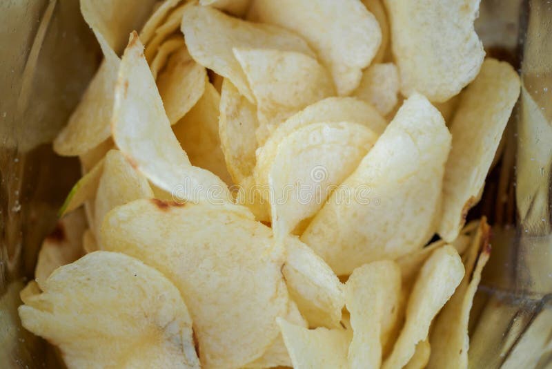 Potato Chips in Open Snack Bag Stock Photo - Image of crisps, heap ...