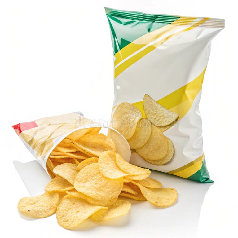 Potato Chips Pack Isolated on White Background Stock Illustration ...
