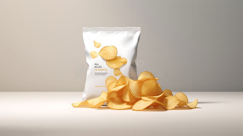 Potato Chips Packaging with Crisps Falling Gracefully on Light ...