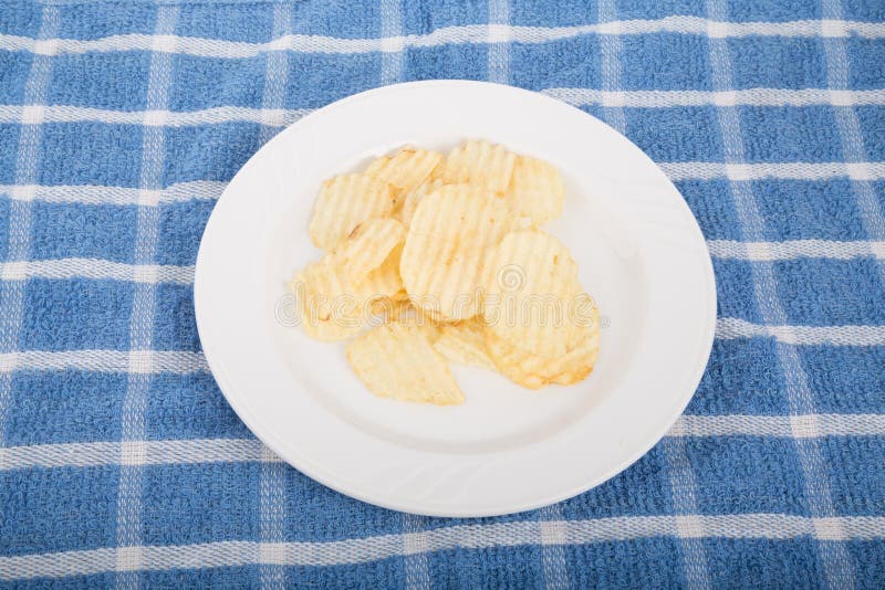 Potato Chips on Plate stock image. Image of fatty, chip - 39971531