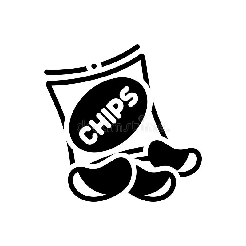 Black Solid Icon for Potato Chips, Food, Fried and Crisp Stock Vector ...