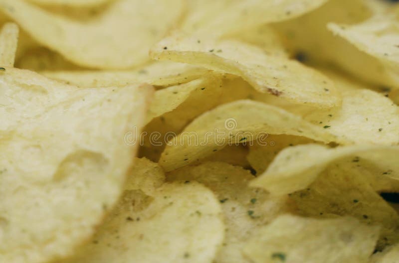 Potato Chips on a Rotating Surface. Close-up Stock Photo - Image of ...