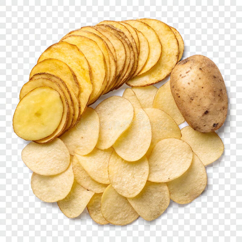 Potato Chips and Sliced Potatoes Isolated on Transparent Background ...