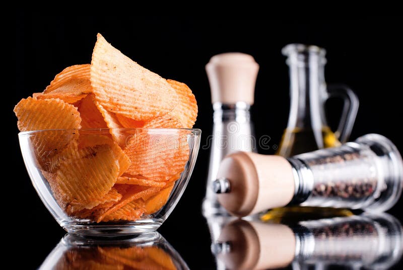 Potato Chips with Spices and Ingredients Stock Photo - Image of fragile ...