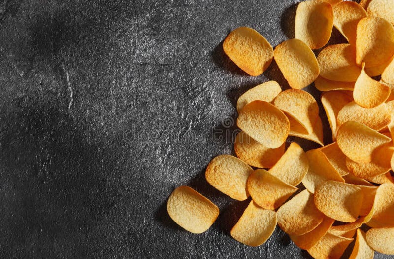 Potato Chips on Texture Background Stock Photo - Image of dessert, wood ...