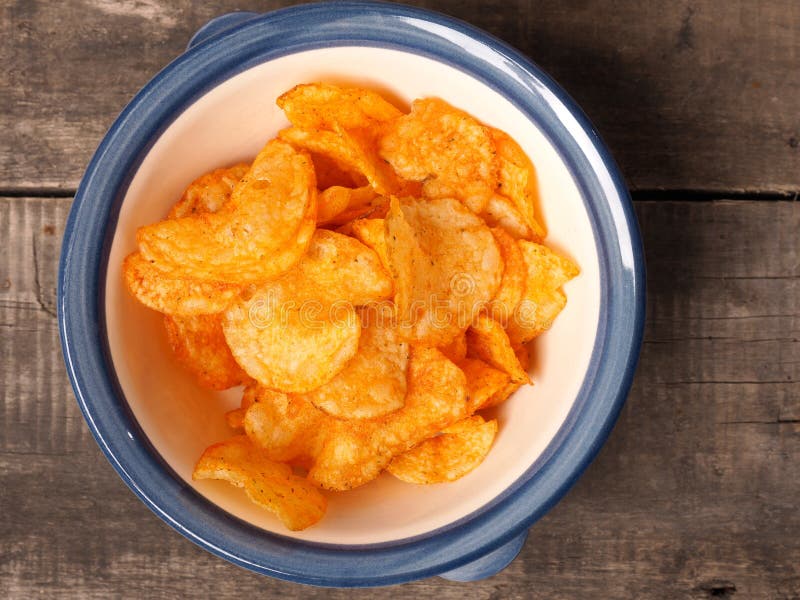 Potato chips top view stock image. Image of prepared - 70276949