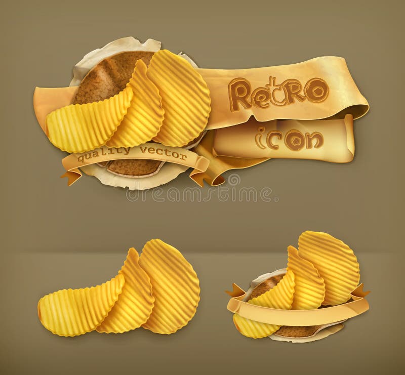 Potato chips vector icons stock vector. Illustration of eps10 - 57418202