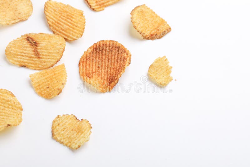 Potato Chips on White Background Stock Photo - Image of healthy ...
