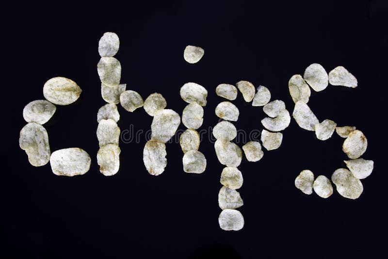 Potato chips in word stock image. Image of pile, golden - 30929841