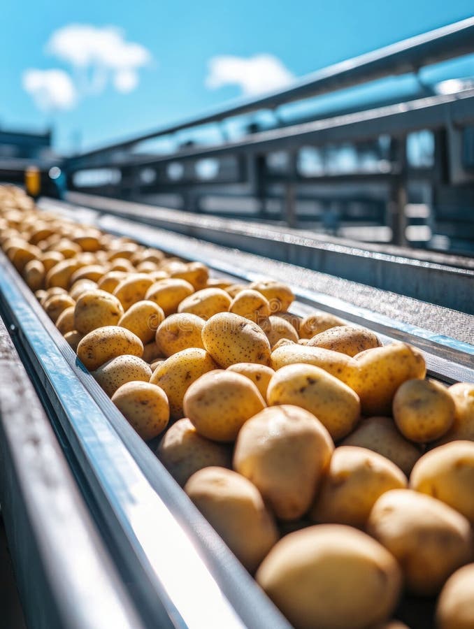 Potato Conveyor Belt stock photo. Image of industry - 387945750