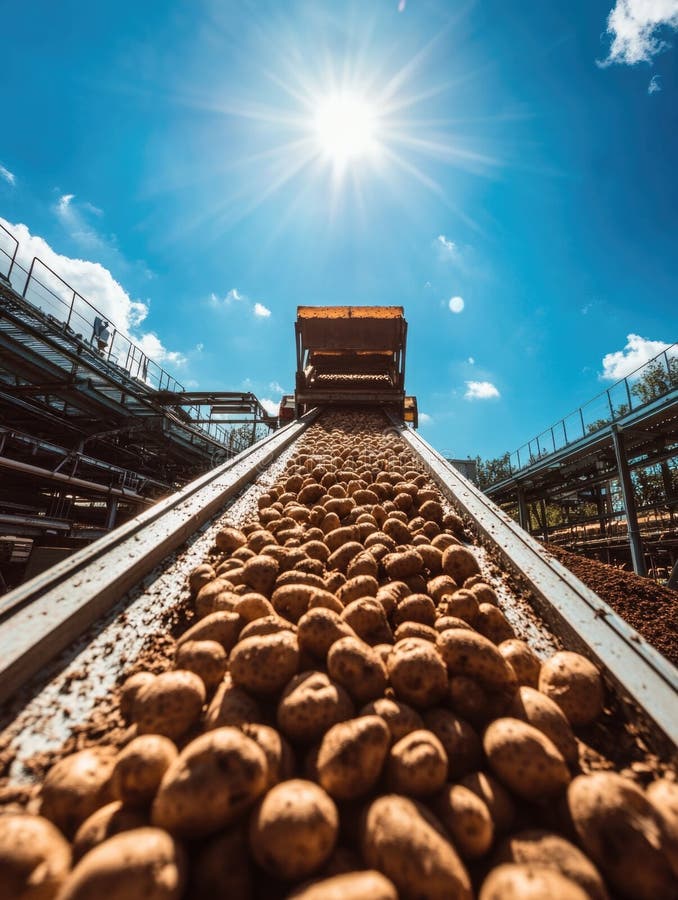 Potato Conveyor Belt stock photo. Image of farm, logistics - 378633850