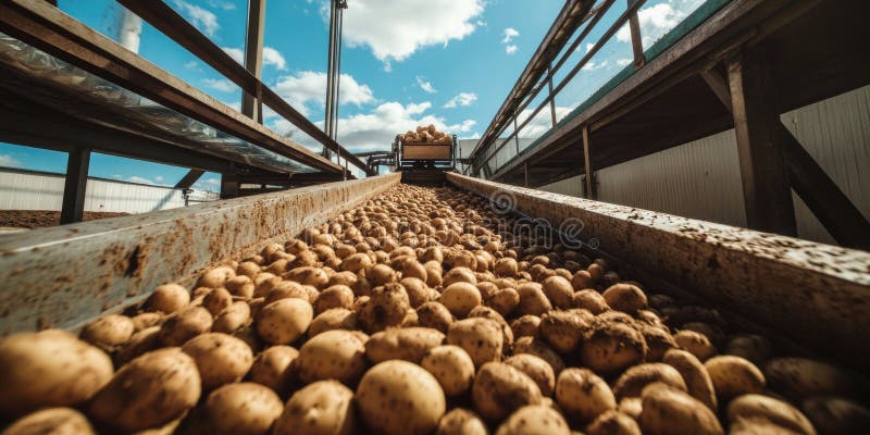 Potato Conveyor Belt stock image. Image of store, crop - 373215509