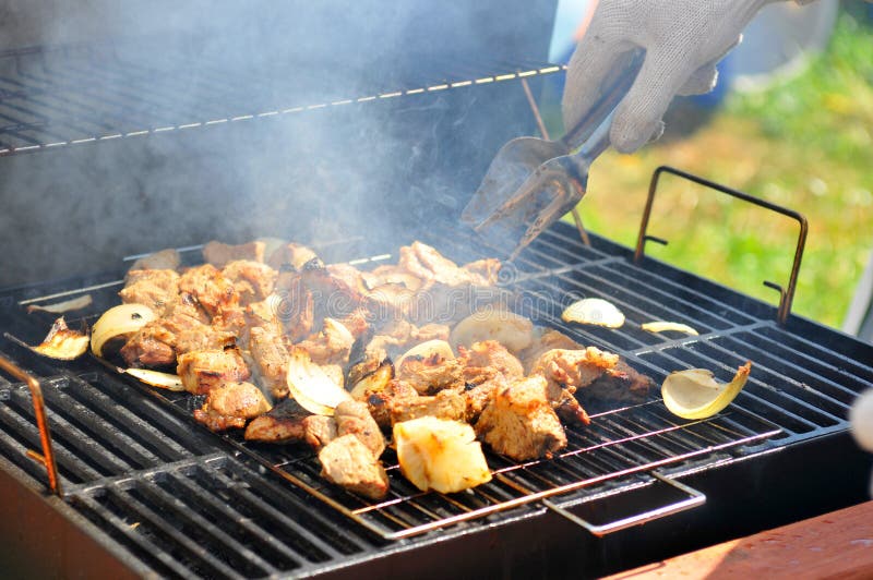Potato Cooking on Barbecue Grill Stock Image - Image of barbecue ...