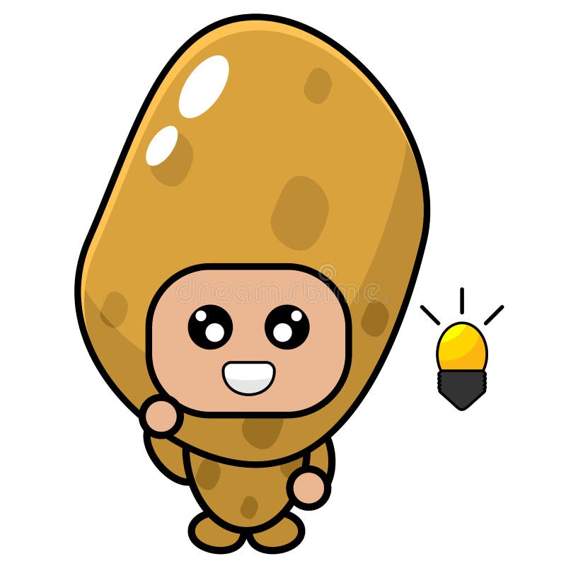 Thinking Potato Character Cartoon Style Stock Vector - Illustration of ...